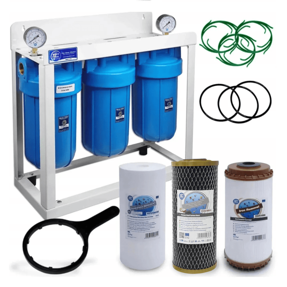 3 Stage Big Blue 10" Water purifier dechlorinator and iron reducing ...